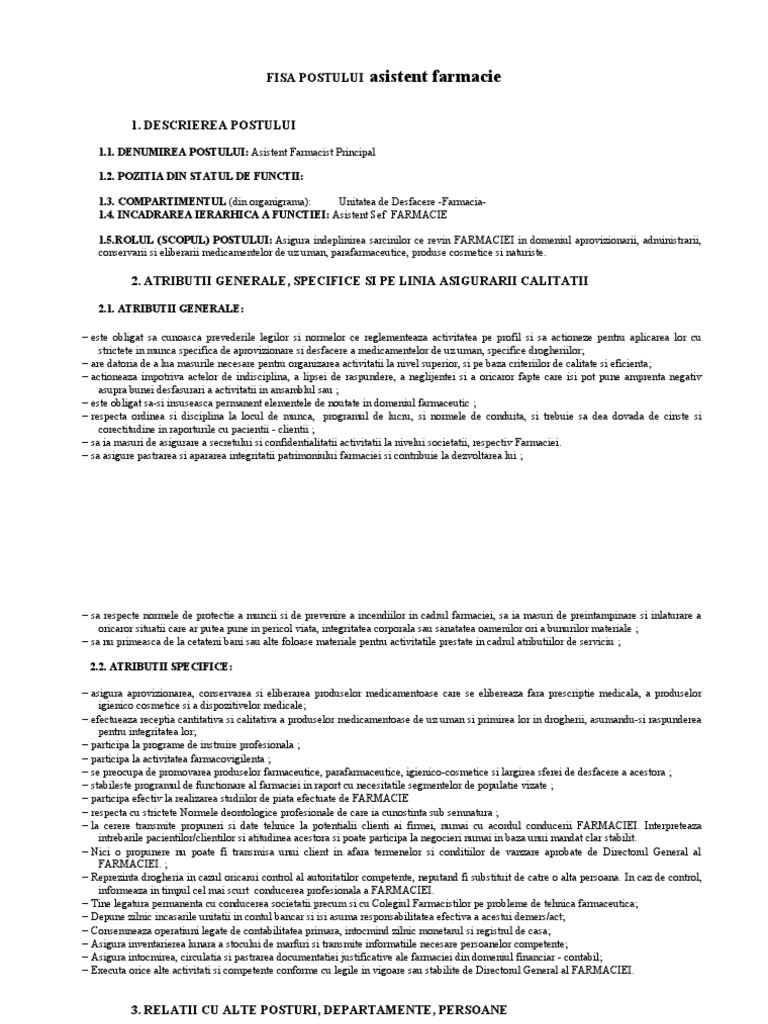Fisa Postului | PDF