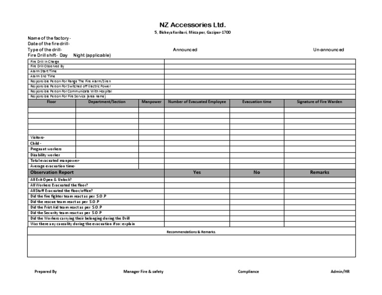 Fire Drill Record | PDF | Emergency Services | Firefighting