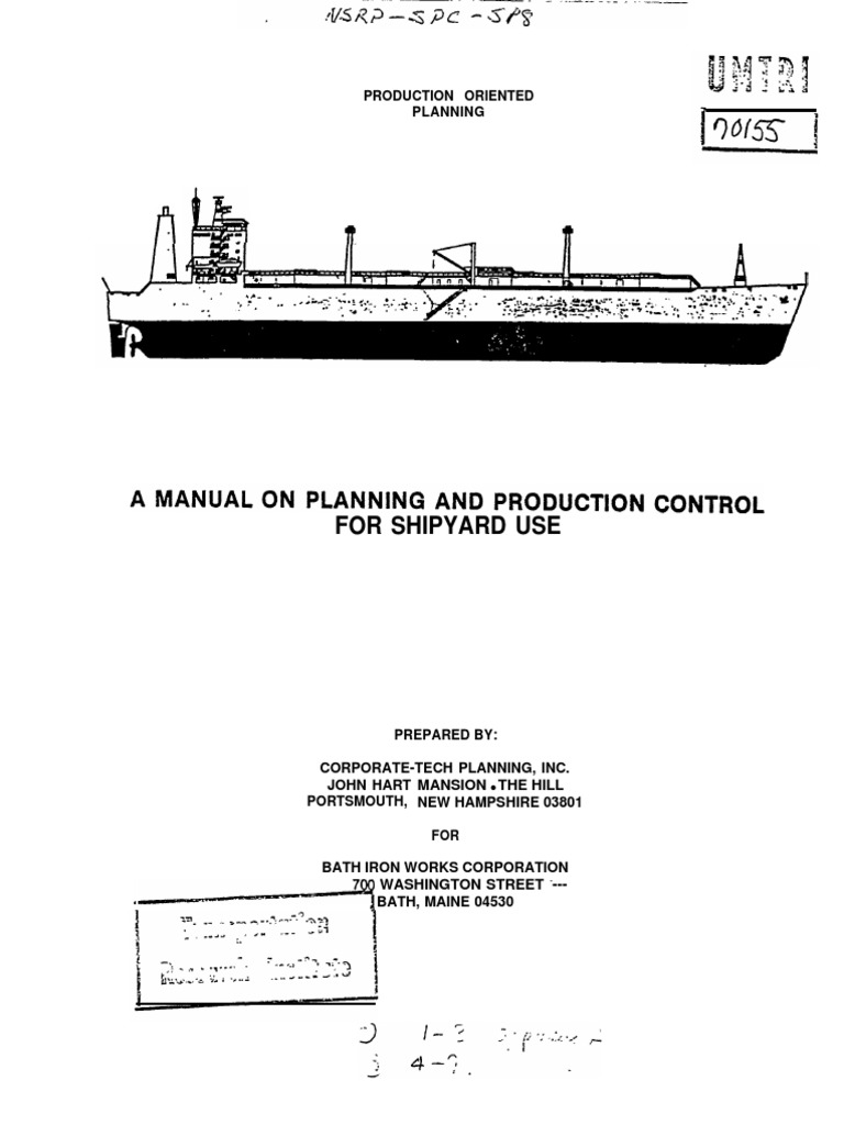 A Manual On Planning and Production Control For Shipyard Use PDF | PDF ...