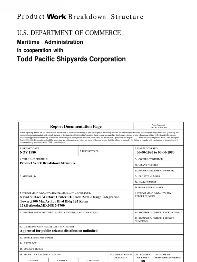 Product Work Breakdown Structure | PDF | Shipbuilding | Ships