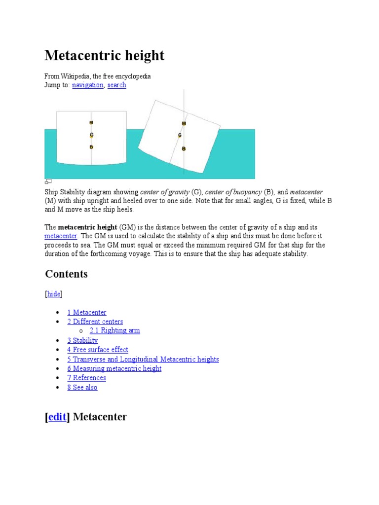 Understanding Metacentric Height in Ships | PDF | Physical Quantities ...