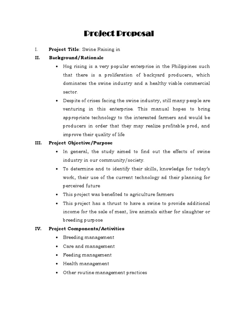 Project Proposal Swine Raising | PDF | Pig | Animals And Humans