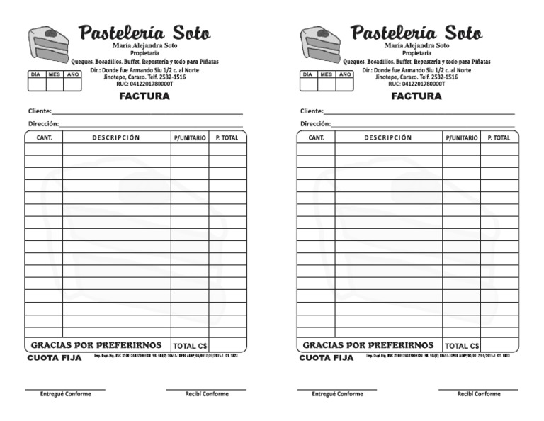 Fact. Pastelería Soto Nuevas | PDF