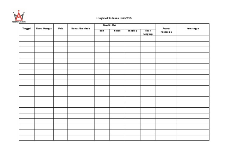 Logbook Bulanan Unit CSSD | PDF
