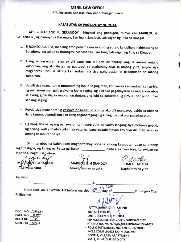 Kasasutan Sa Pagbantay NG Yuta | PDF