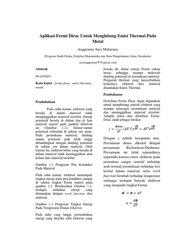 Aplikasi Statistik Fermi Dirac | PDF