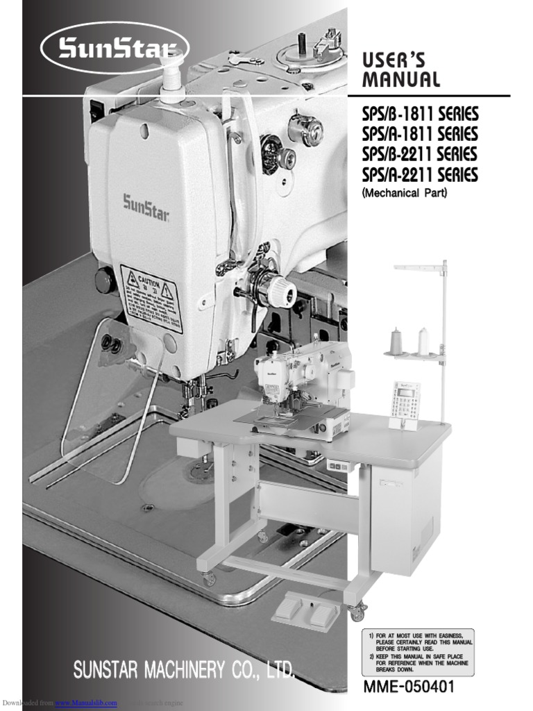 Instruction Manual Sunstar SPS-B1811 - Series PDF | PDF | Sewing ...