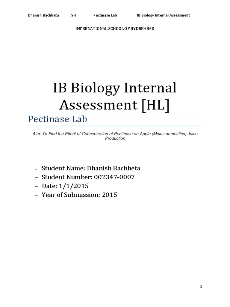IB Biology Internal Assessment HL Pectin | PDF | Analysis Of Variance ...