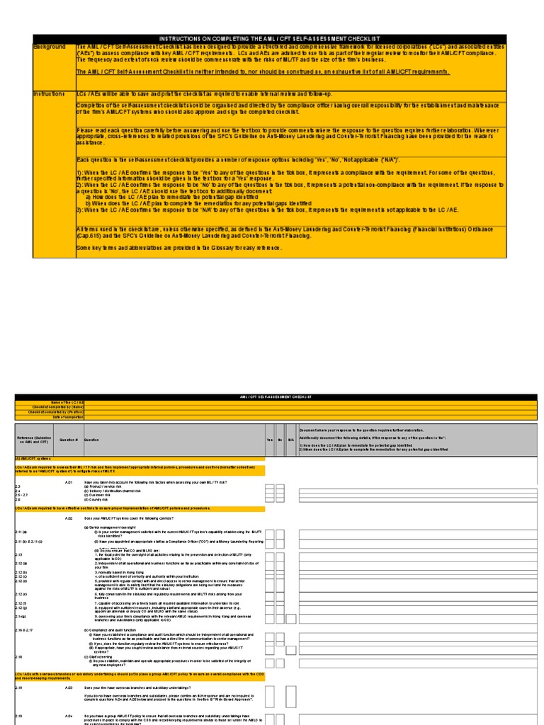 AML/CFT Self-Assessment Checklist Guide | PDF | Money Laundering ...