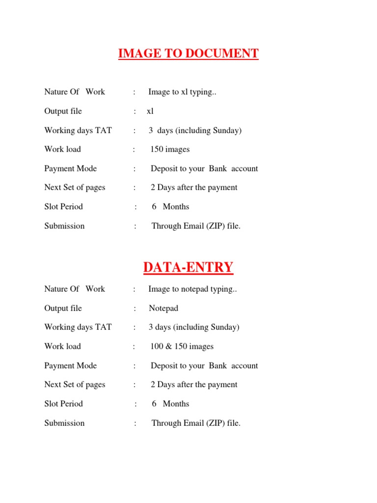 Image to Document & Data-Entry Work from Home | PDF