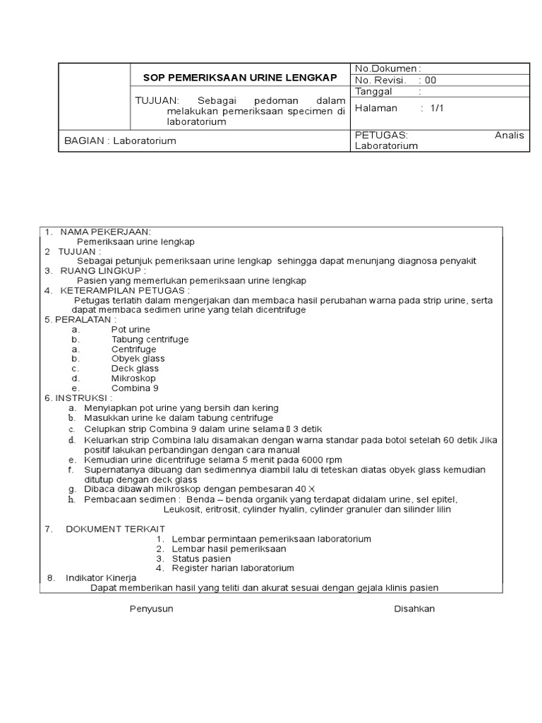 Pemeriksaan Urin Lengkap | PDF