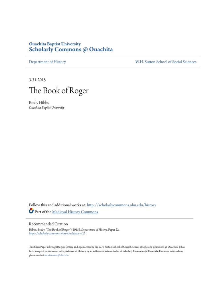 The Book of Roger: Scholarly Commons at Ouachita | PDF | Geography ...
