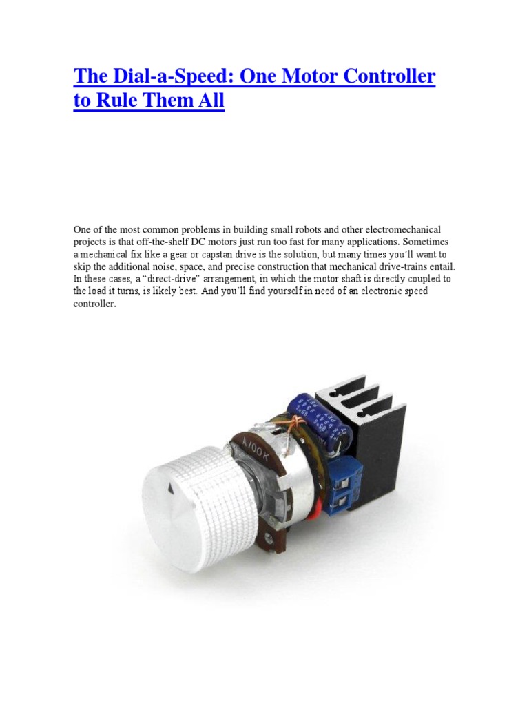 The Dial-a-Speed: One Motor Controller To Rule Them All | PDF ...