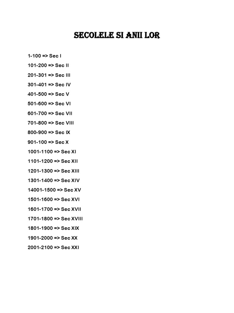 Secolele Si Anii Lor | PDF