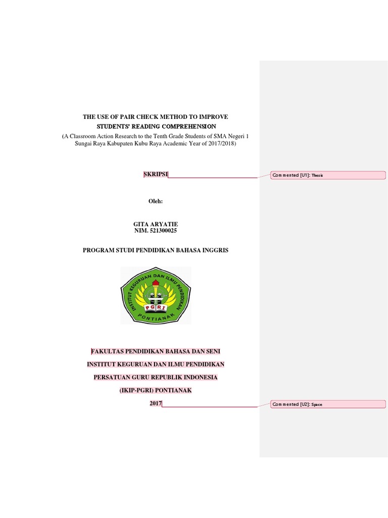 Sungai Raya Kabupaten Kubu Raya Academic Year of 2017/2018) : Commented (U1) : Thesis | PDF ...