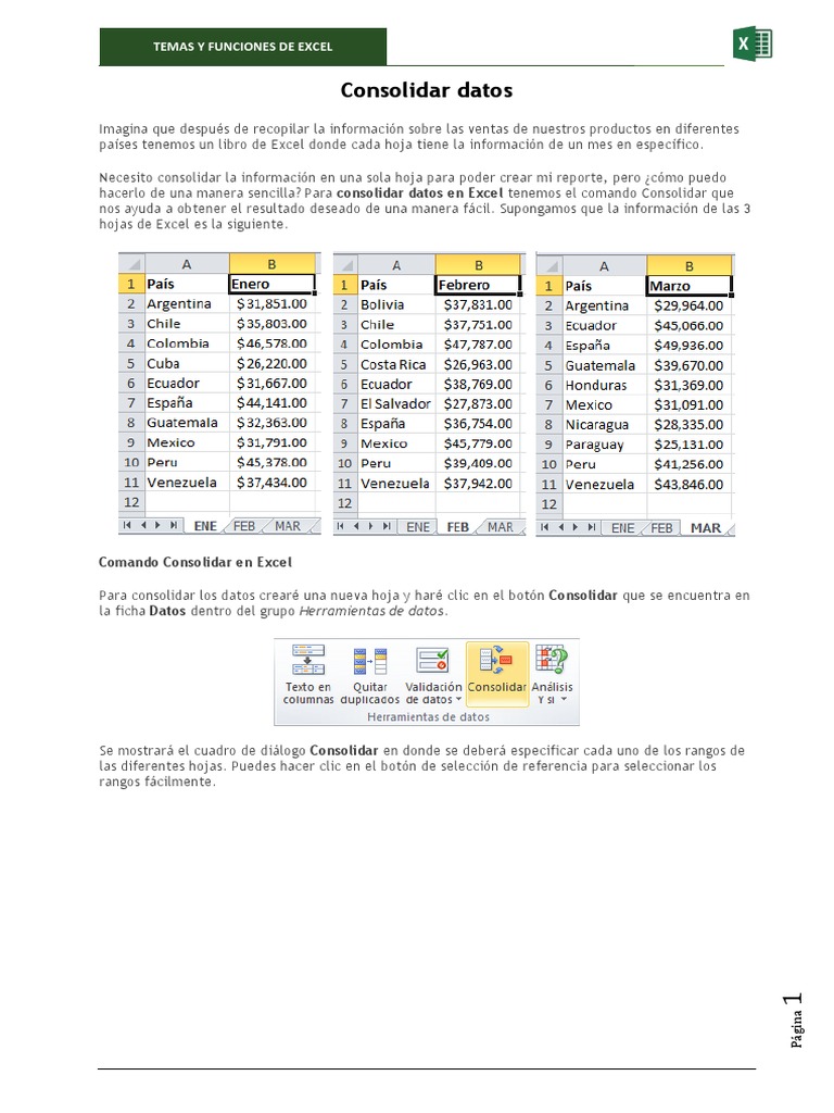 Consolidar Datos en Excel Fácilmente | PDF