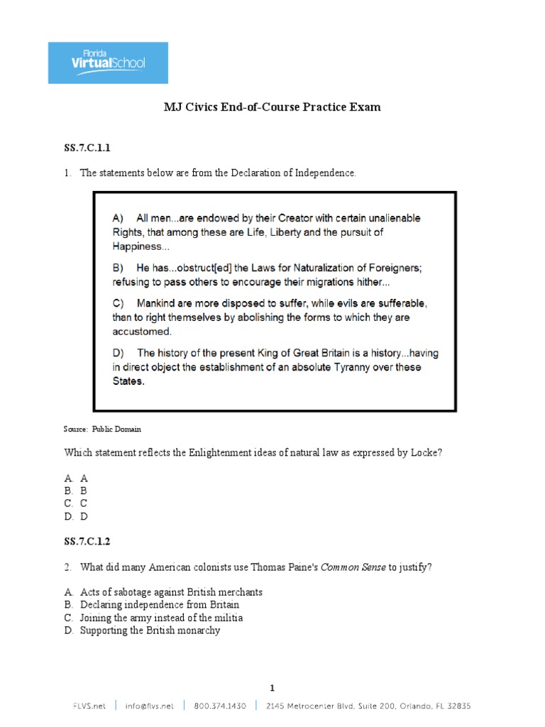 Mj-Civics-Eoc-Practice-Test 2 | PDF | United States Constitution ...