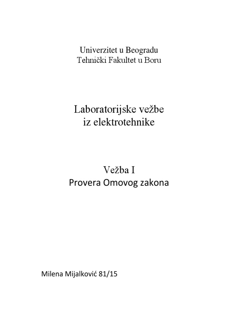 Omov Zakon 1. Vežba | PDF
