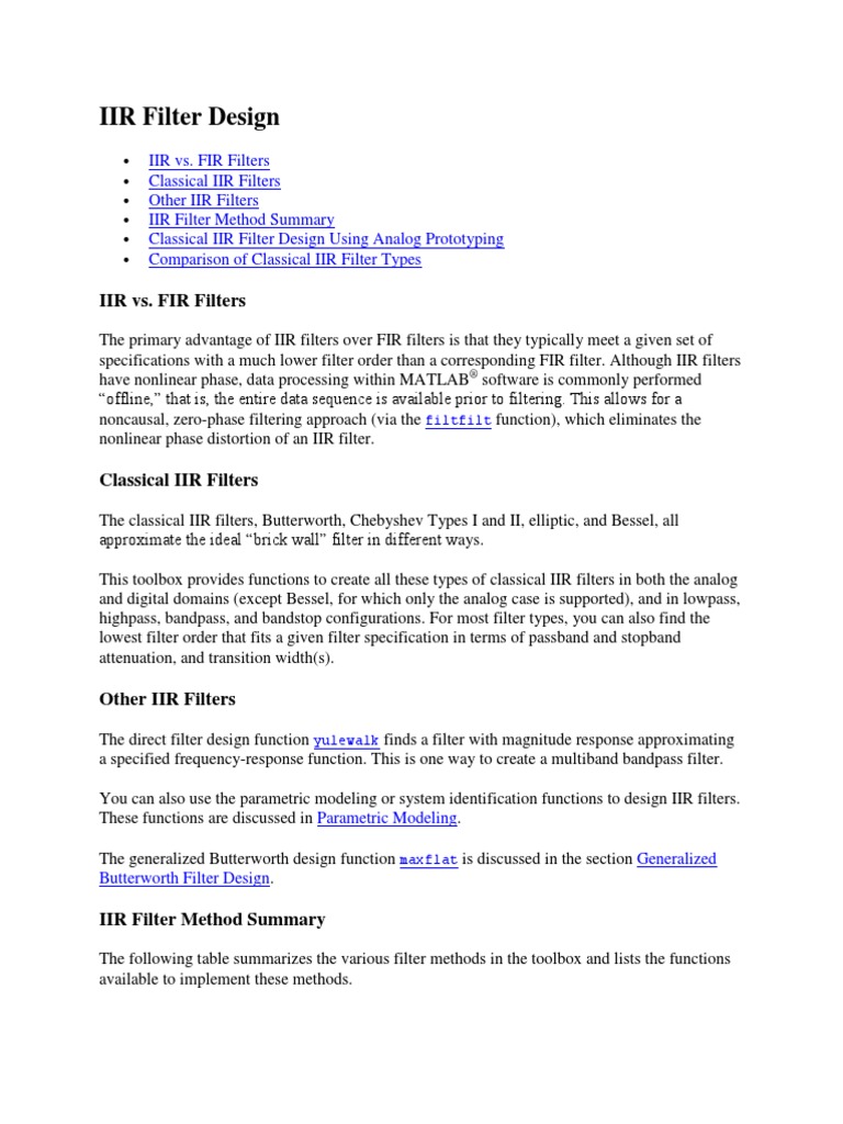 IIR Filter Design With MATLAB | PDF | Low Pass Filter | Signal Processing