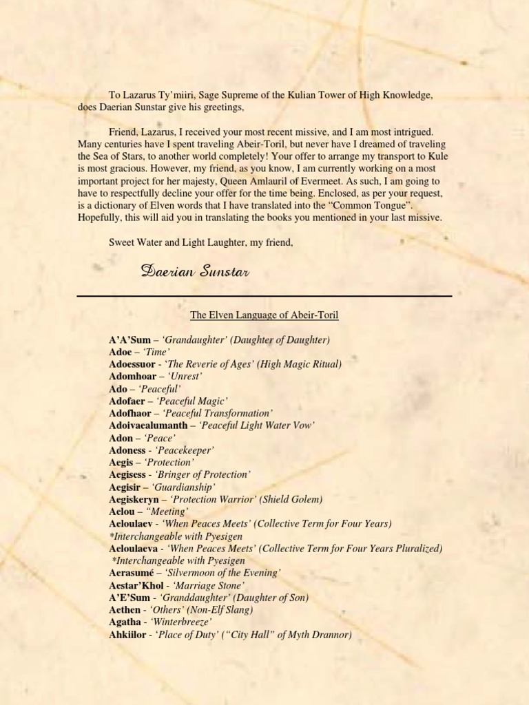 Elven Dictionary | PDF