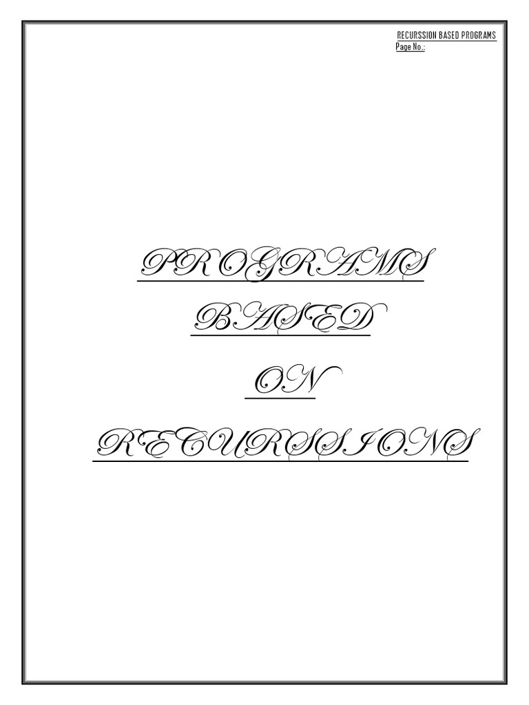 Programs Based On Recurssions Pdf Integer Computer Science Constructor Object Oriented