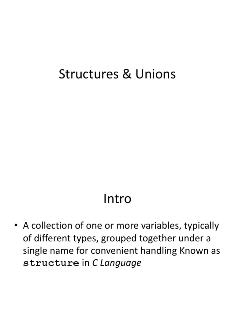 Unit 4 Structures&Union | PDF | C (Programming Language) | Data Structure