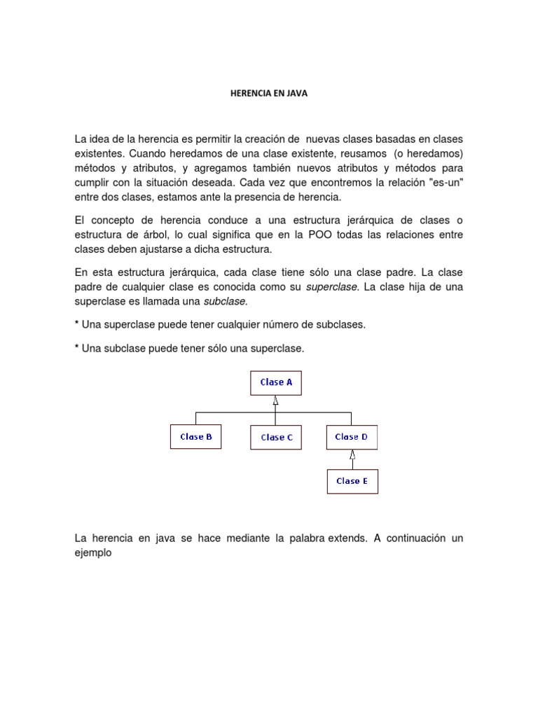Introducción al concepto de herencia en Java | PDF | Herencia (Programación Orientada a Objetos ...