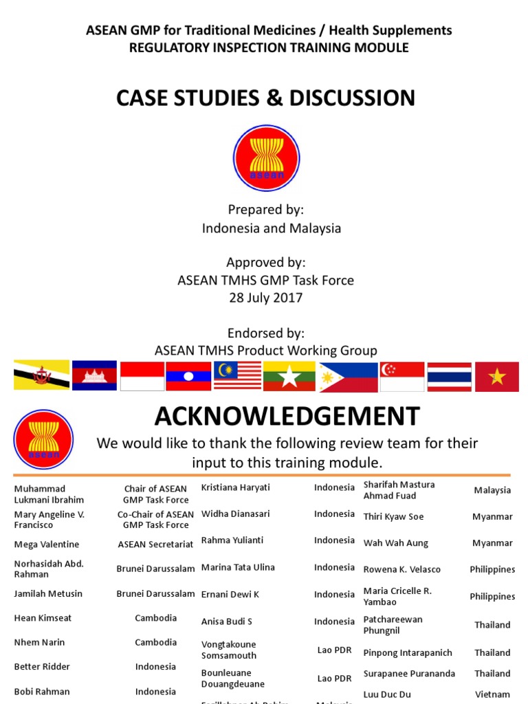 ASEAN TMHS GMP Training - Case Studies - Discussion Answer Final | PDF ...