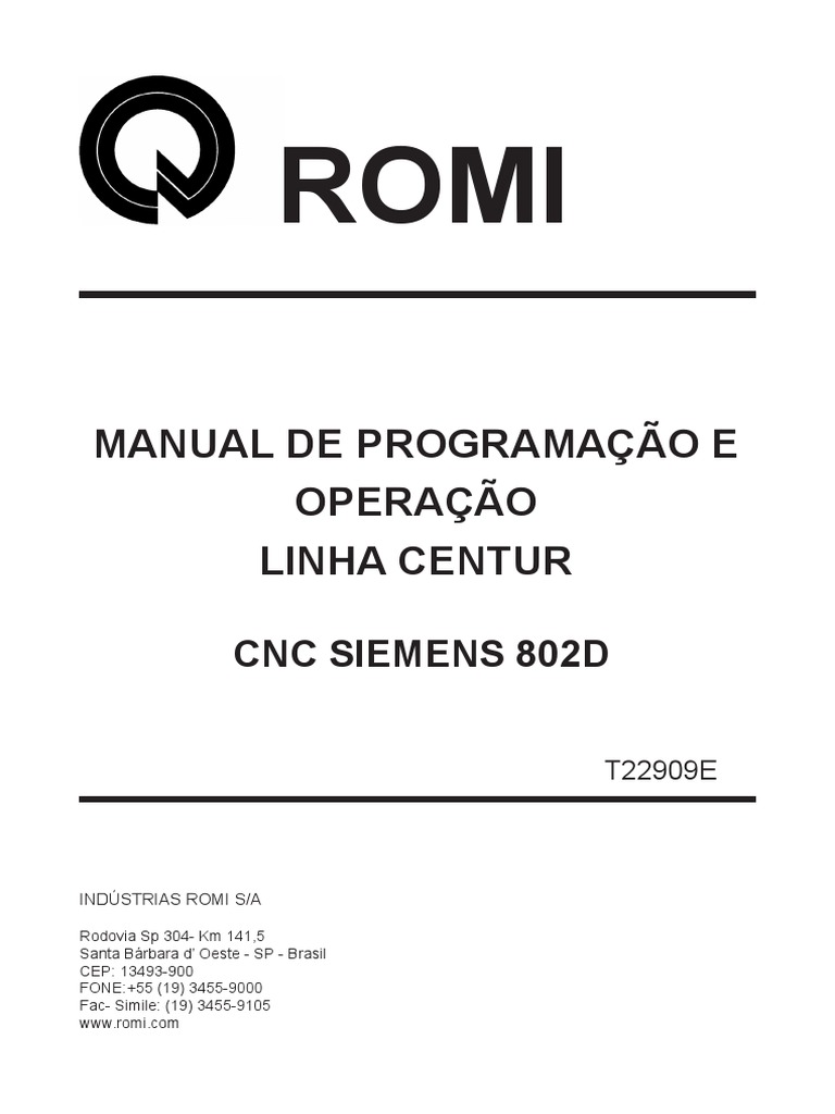 Manual de Programação e Operação da Linha Centur CNC Siemens 802D | PDF ...