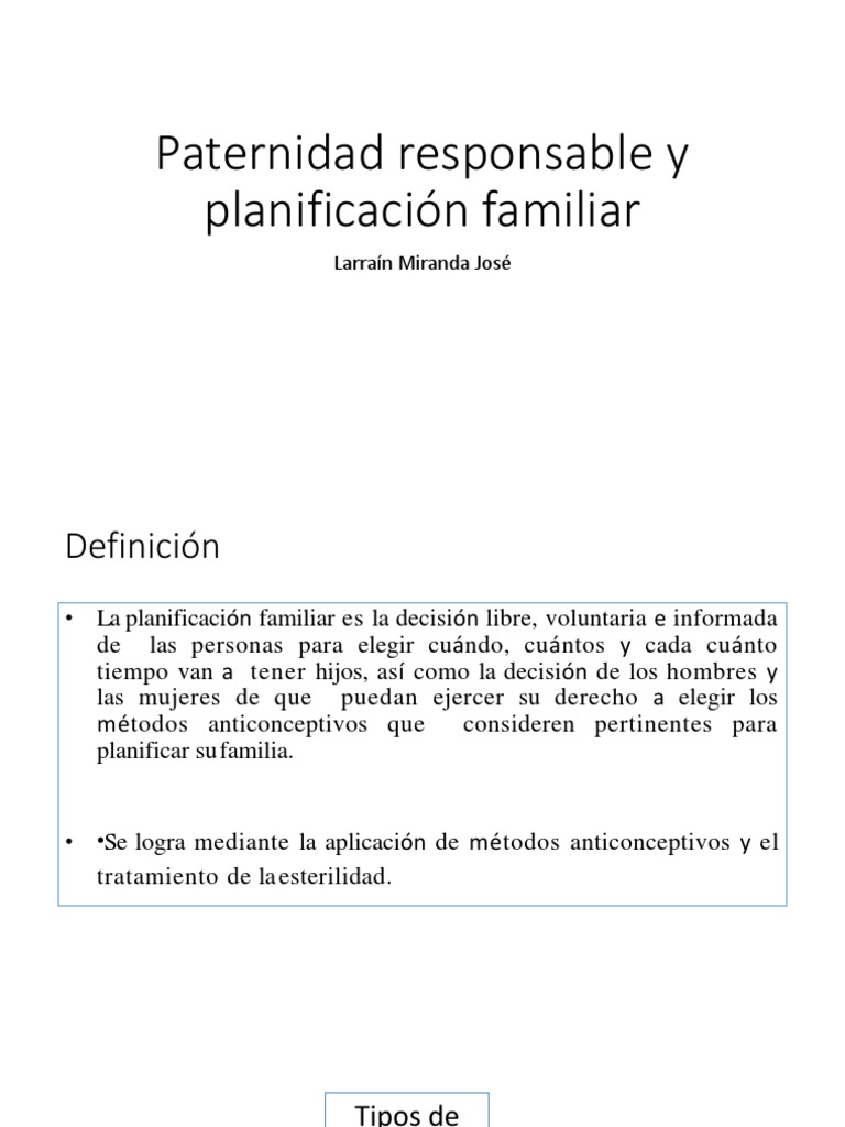 Paternidad Responsable y Planificación Familiar | PDF | Condón | Control de la natalidad