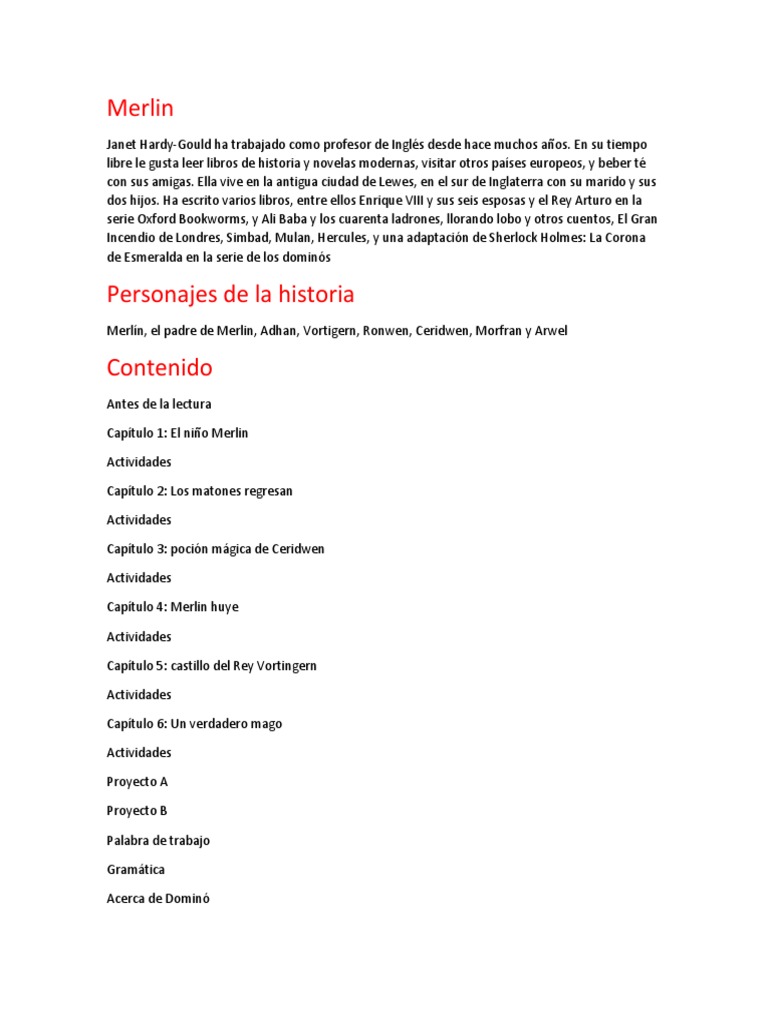 Merlin: La historia del joven mago Merlin | PDF | Esmerejón