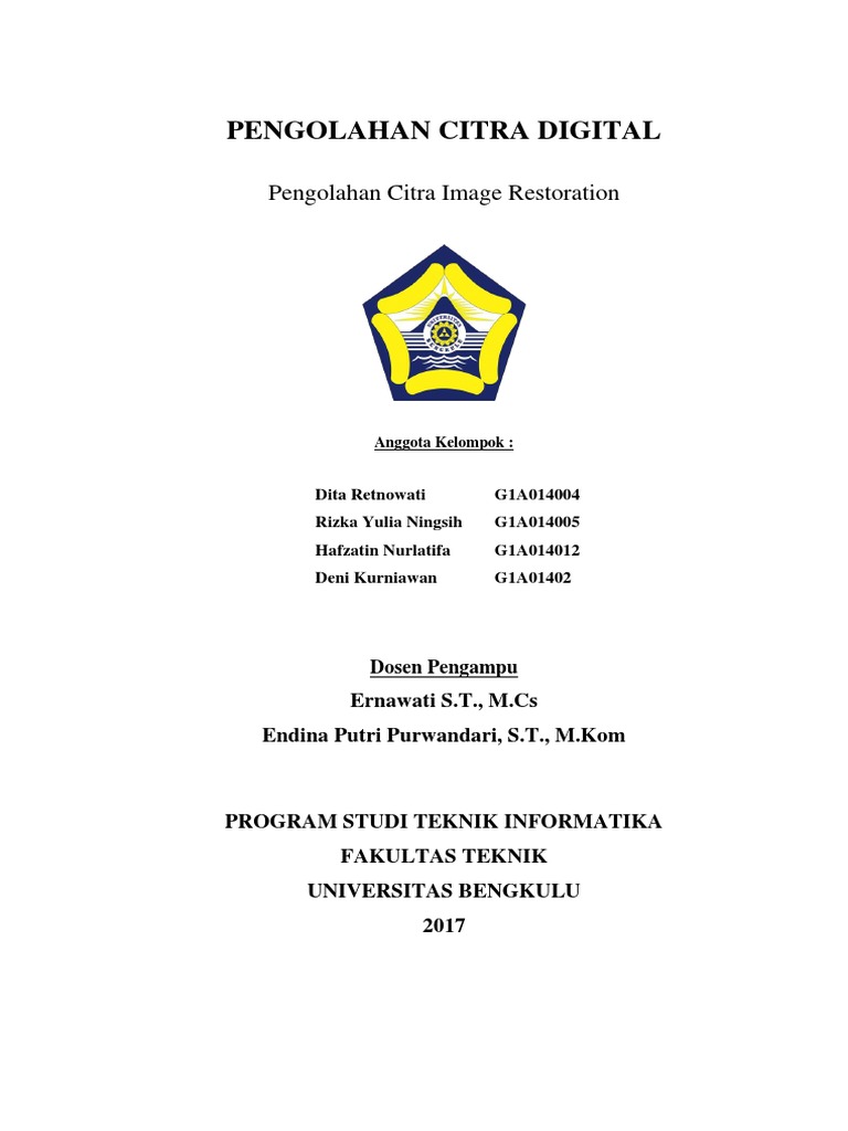 Tugas PCD Image Restoration | PDF | Metode & Bahan Ajar | Komputer