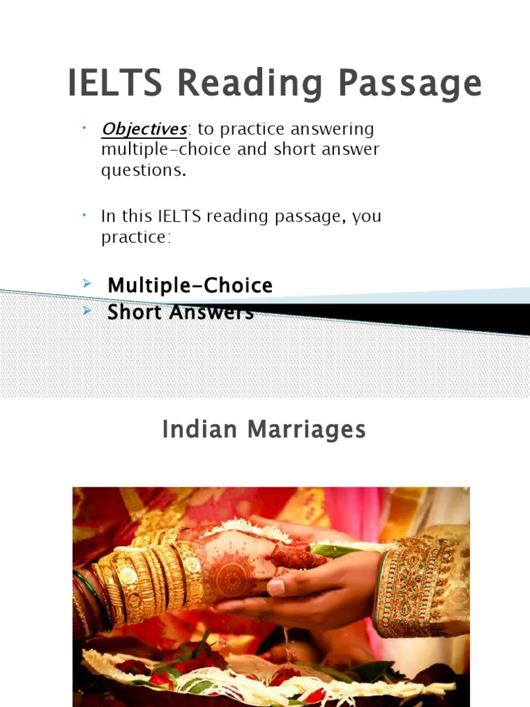 IELTS Reading Passage | PDF | Bride | Ceremonies