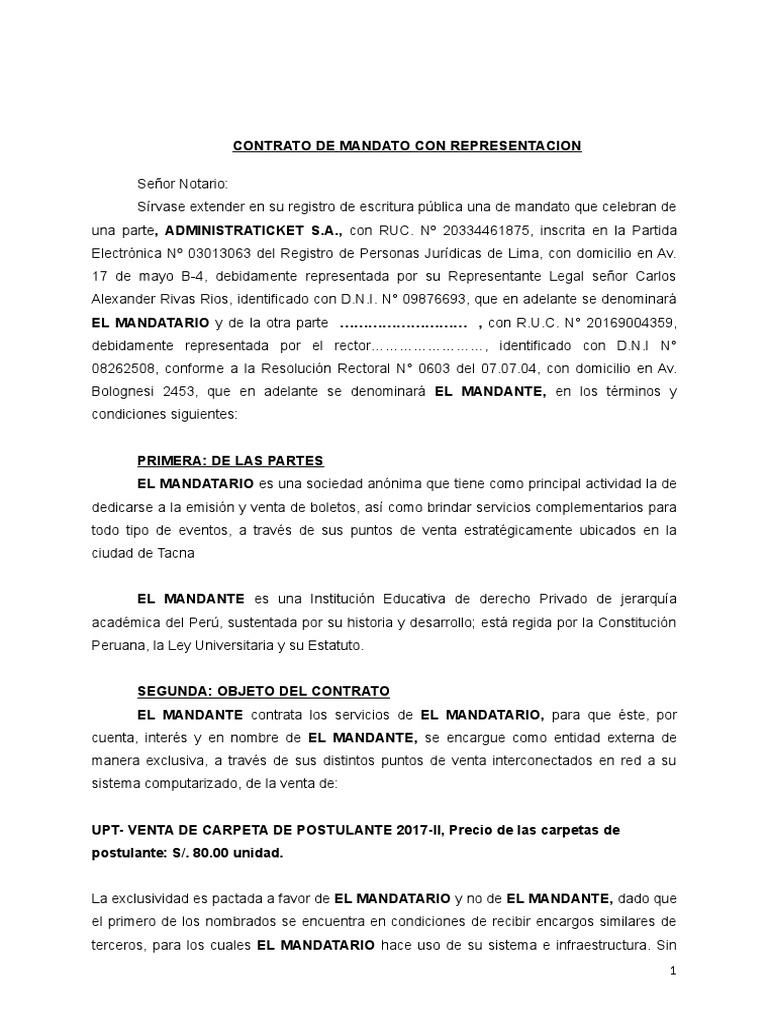 Contrato de Mandato | PDF | Información del gobierno | Justicia