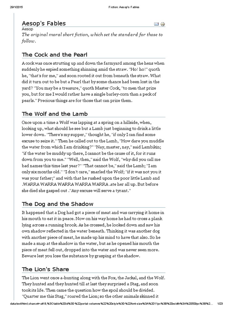 Fiction - Aesop's Fables | PDF | Envy