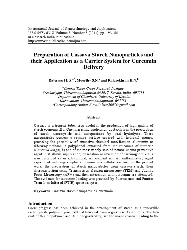 Starch Nanoparticles: Their Preparation And Applications – VWNK