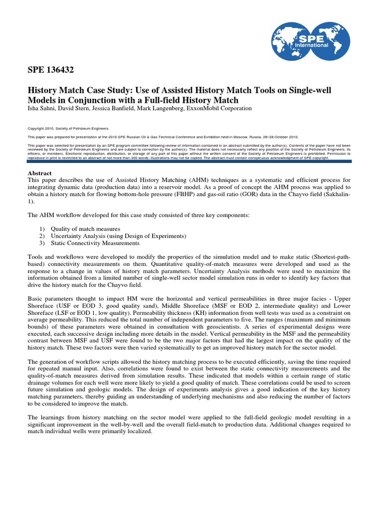 History Match Case Study - Use of Assisted History Match Tools On ...