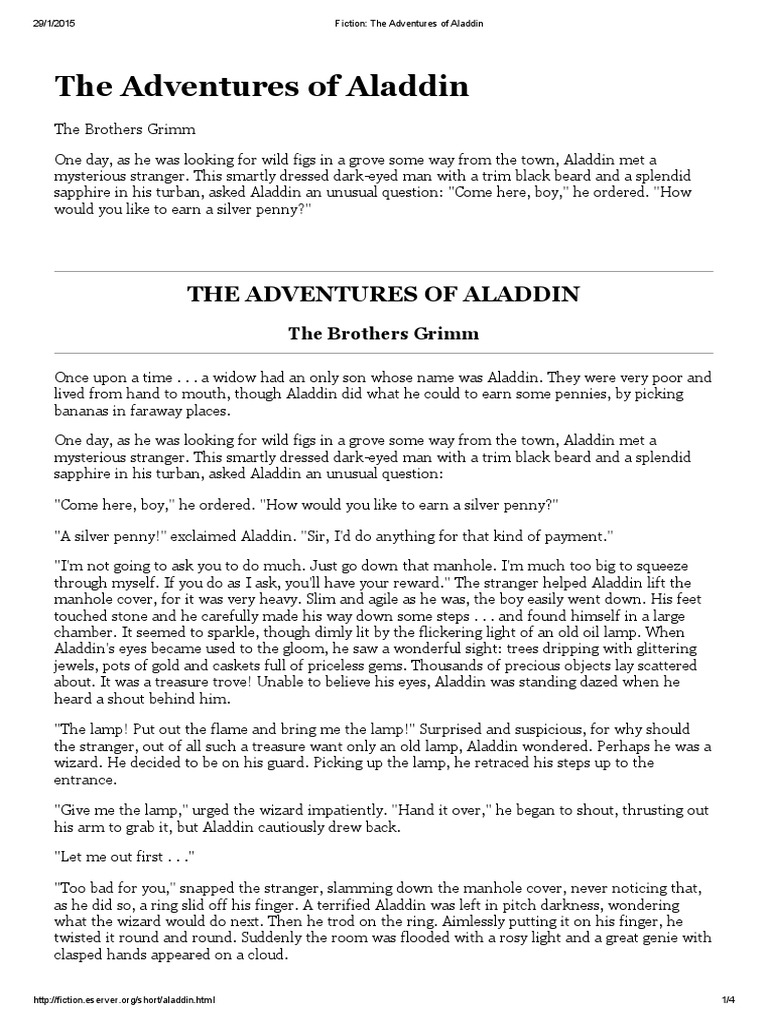 Fiction - The Adventures of Aladdin | PDF