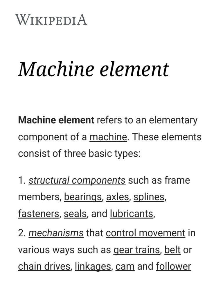 Machine Element | PDF | Machine (Mechanical) | Machines
