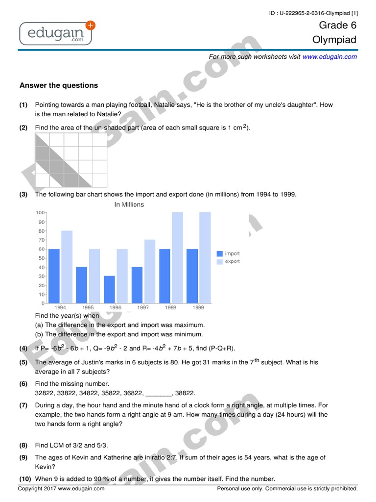 Grade 6 Olympiad: Answer The Questions | PDF | Teaching Mathematics