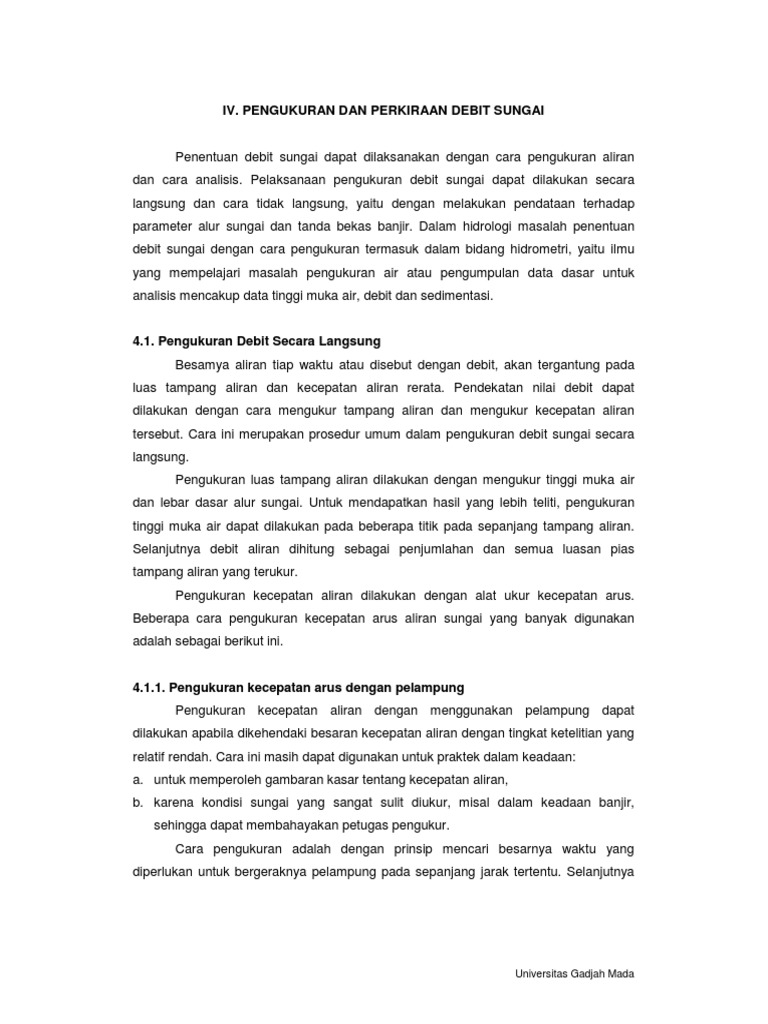 Pengukuran Dan Perkiraan Debit Sungai PDF | PDF | Metode & Bahan Ajar ...