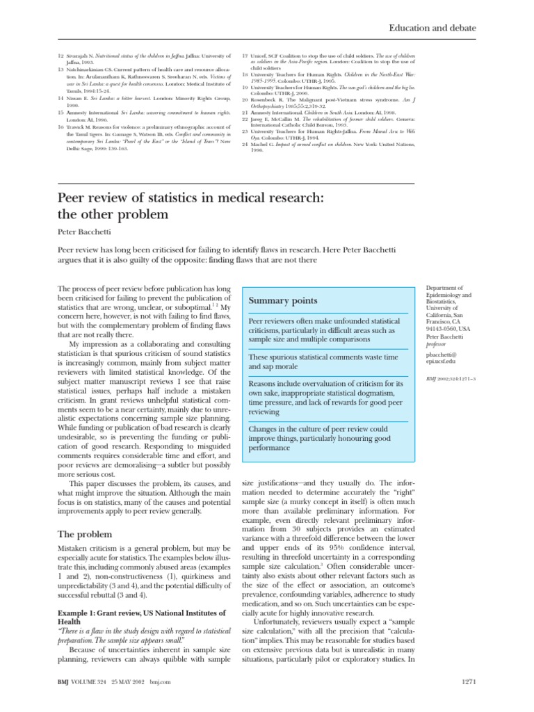 Peer Review of Statistics in Medical Research PDF | PDF | Statistics ...