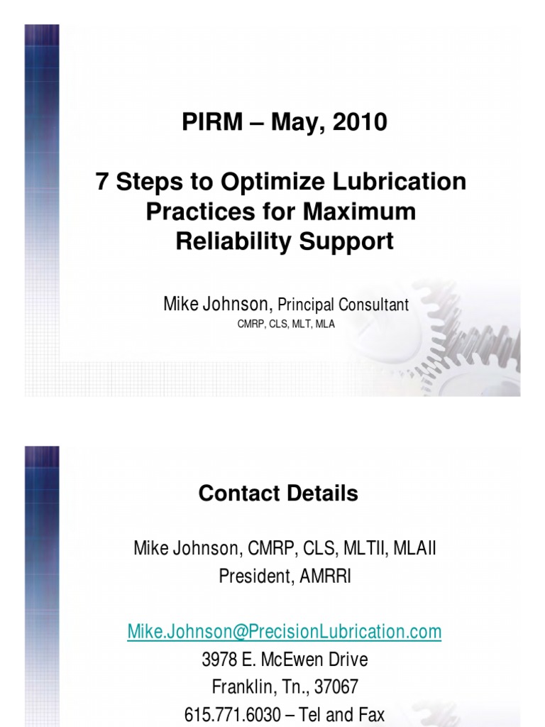 Steps To Optimize Lubricants Use PDF | PDF | Gear | Bearing (Mechanical)