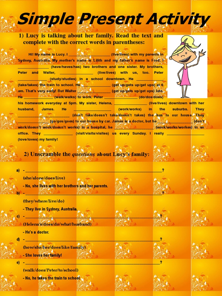 9757 Simple Present Activity | PDF | Language Arts & Discipline
