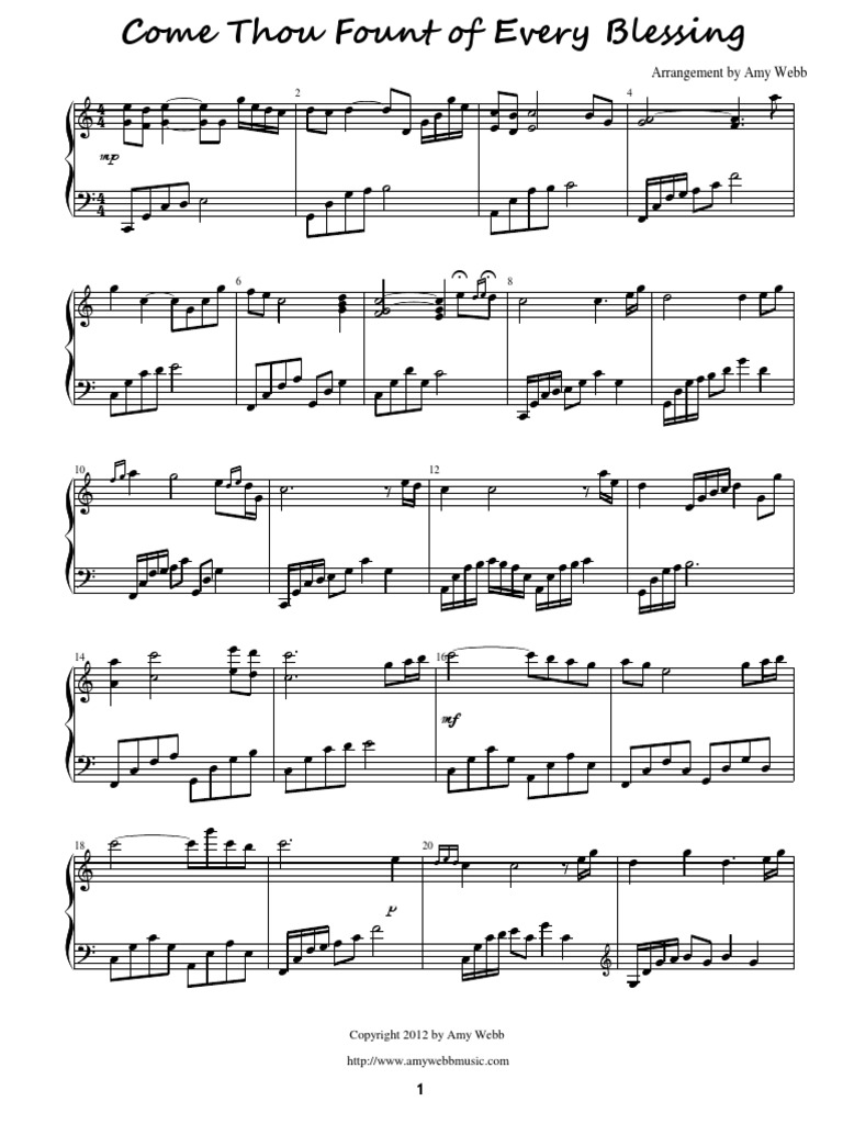 Come Thou Fount of Every Blessing - Solo Piano | PDF