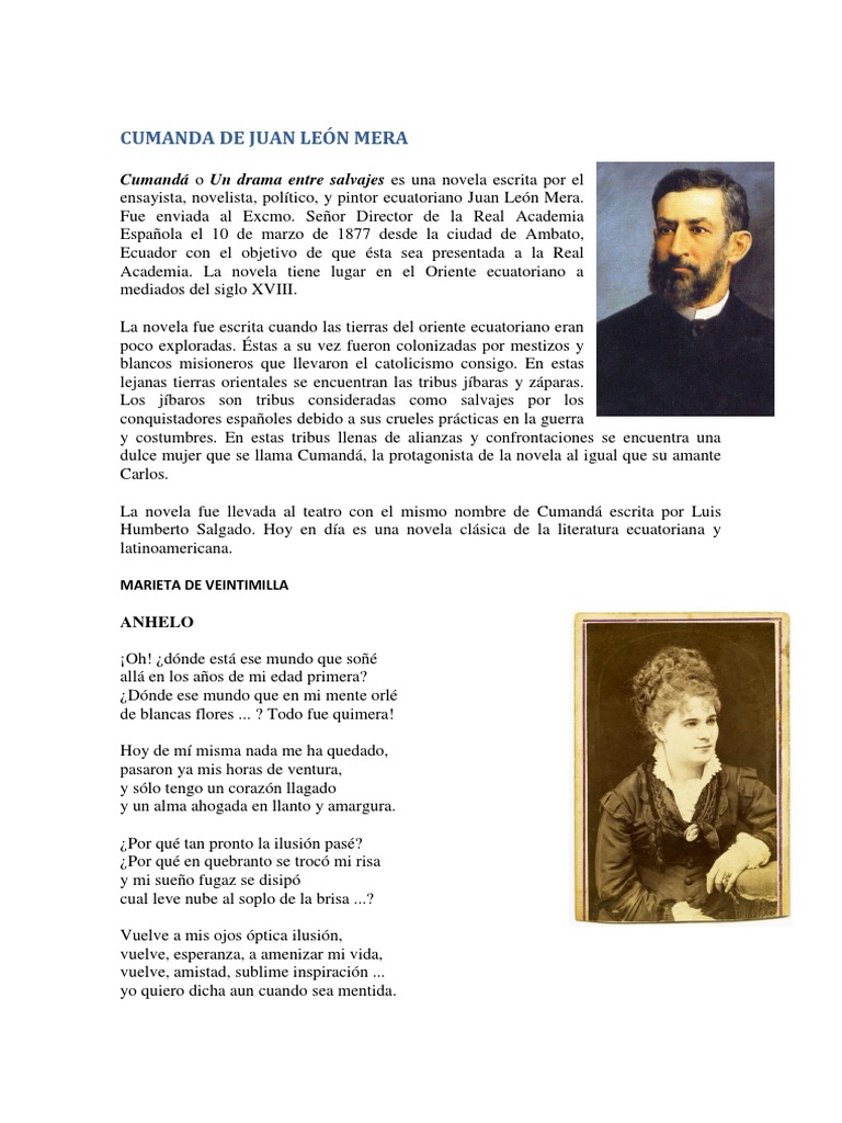 Cumanda de Juan León Mera | PDF | Novelas | Ecuador