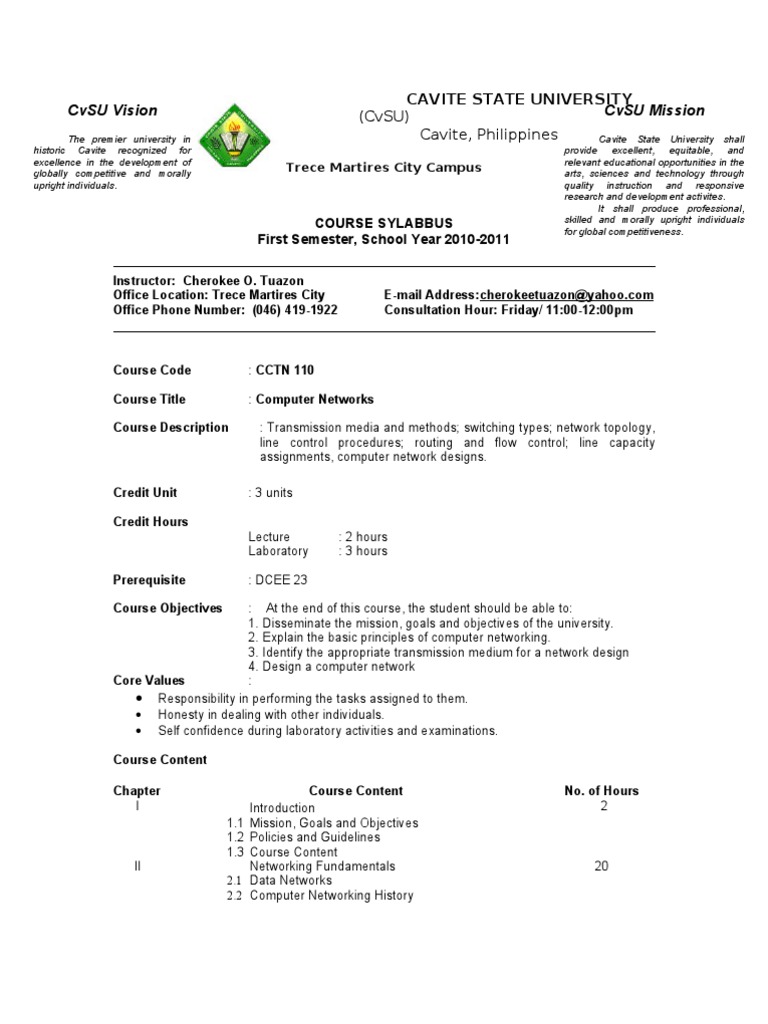 Course Syllabus - Computer Networks New | PDF | Ethernet | Wireless Lan