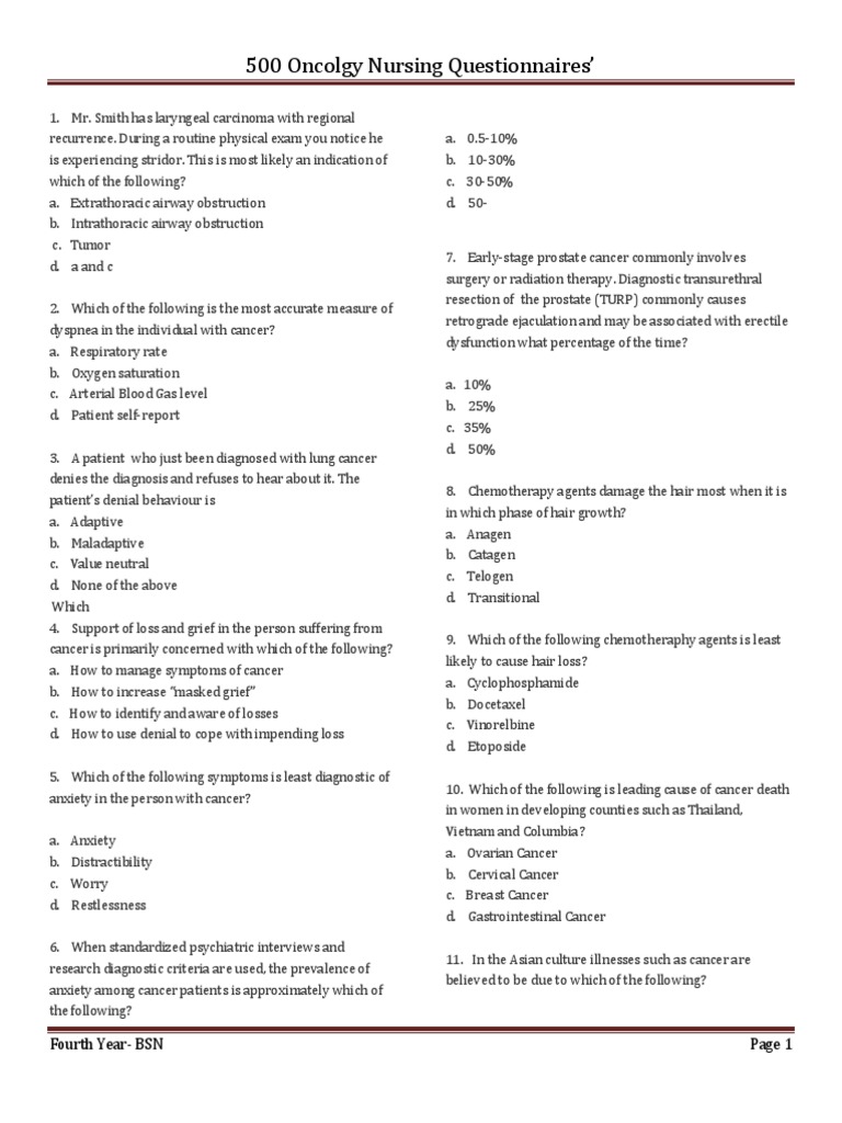 500 Oncology Questions | Cancer | Leukemia | Free 30-day Trial | Scribd