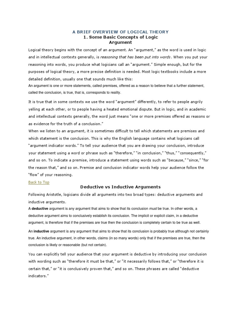 A Brief Overview of Logical Theory | PDF | Validity | Argument
