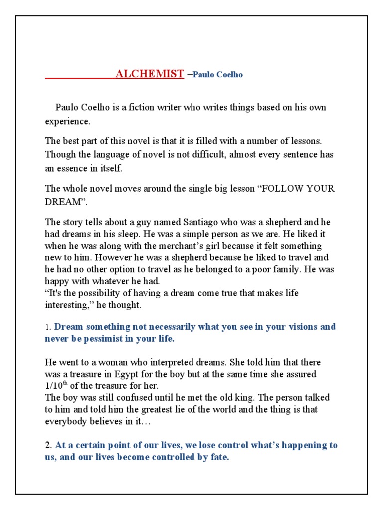 The Alchemist's Greatest Lessons: A Summary of Paulo Coelho's Novel ...